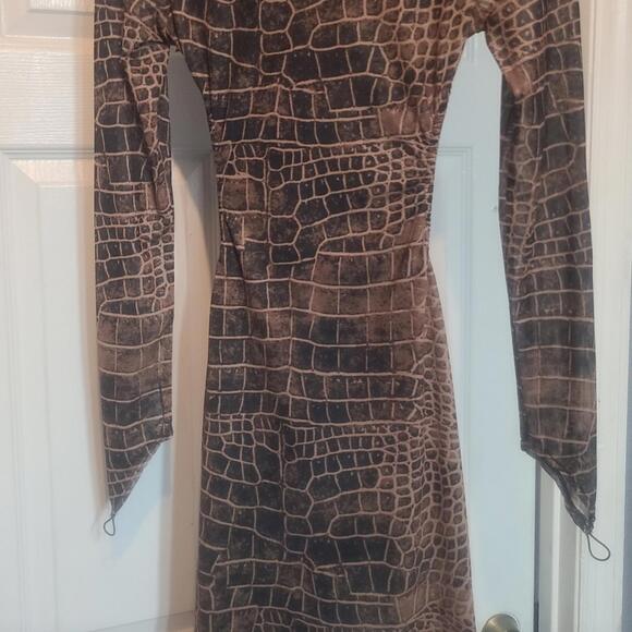 Dresses | Stylish Long Sleeve Crocodile Print Dress | Poshmark